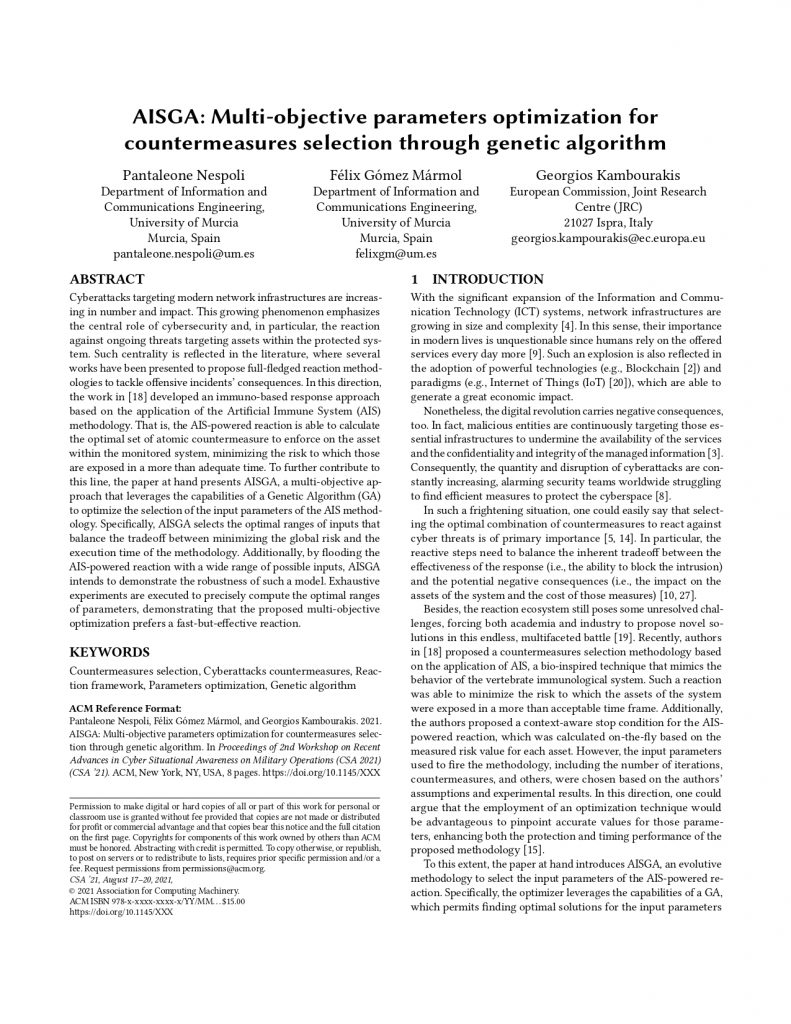 Félix Gómez Mármol - AISGA: Multi-objective parameters optimization for ...